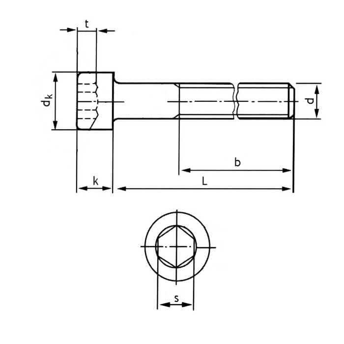 Βίδες άλλεν DIN 912 inox A2 : Βίδες άλλεν DIN 912 inox A2 06 x 012